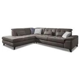 Ecksofa DIE PLANBAR "MP-IN18012 L-Form" Sofas Gr. B/H/T: 310cm x 85cm x 260cm, Microfaser, Armlehne rechts, Bettfunktion-Sitztiefenverstellung, grau (anthrazit) wahlweise mit Funktion, Federkern-Polsterung