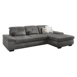 Ecksofa DIE PLANBAR "MP-IN16012 L-Form, Federkern-Polsterung" Sofas Gr. B/H/T: 309cm x 85cm x 195cm, Chenille, Ottomane rechts, Bettfunktion-Sitztiefenverstellung, grau