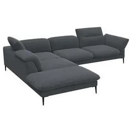 Ecksofa FLEXLUX "Salino, Funktionssofa mit Ottomane, Relaxsofa, Ecksofa" Sofas Gr. B/H/T: 287cm x 88cm x 239cm, Chenille-Struktur, lange Ottomane links, grau (anthrazit) Sofa mit Arm- und Kopfteil-Verstellungen, Kaltschaum & Stahl-Wellen