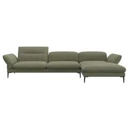 Ecksofa FLEXLUX "Salino, Funktionssofa mit Recamiere, Relaxsofa, Ecksofa", grün (moss), B:340cm H:88cm T:182cm, 100% Polyester, Sofas, Sofa mit Arm- und Kopfteil-Verstellungen, Kaltschaum & Stahl-Wellen