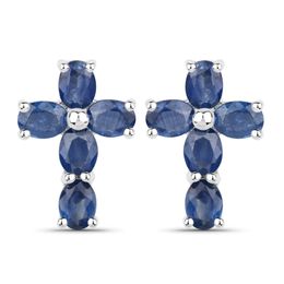 Paar Ohrstecker VIRA JEWELS "925-Sterling Silber rhodiniert Glänzend Saphir Blau" Ohrringe Gr. ONE-SIZE, 2,0 ct, Silber 925 (Sterlingsilber), weiß (weiß, blau) Damen