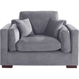 Loveseat Home Affaire "Fresh Pond Sessel", grau, B:140cm H:95cm T:96cm, 100% Polyester, Sessel, weicher Sitzkomfort, incl. Zierkissen, B/T/H: 140/96/95 cm