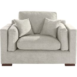 Loveseat Home Affaire "Fresh Pond Sessel", beige (sand), B:140cm H:95cm T:96cm, 100% Polyester, Sessel, weicher Sitzkomfort, incl. Zierkissen, B/T/H: 140/96/95 cm