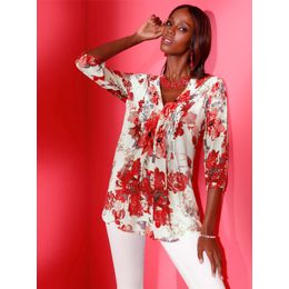 CRÉATION L Seidenbluse CREATION L Gr. 36, rot (weiß, erdbeere, bedruckt) Damen Blusen