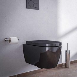 Bernstein - spülrandloses Wand-Hänge-WC NT2039 in Schwarz glänzend mit Softclose-Sitz Mit Standard LED-Nachtlicht