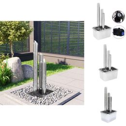 vidaXL Brunnen & Wasserfälle - Living Gartenbrunnen Silbern 48x34x88 cm Edelstahl - Silber