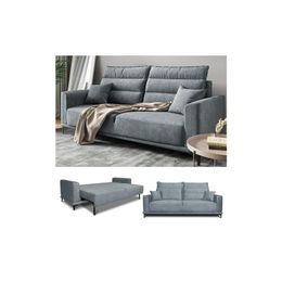 Vitalispa Schlafsofa Gästesofa Boxspringsofa Caprioli Grau Schlaffunktion 236x100 cm modern Wohnzimmer Sofa Wohnzimmercouch Loungesofa Schlafcouch Klappsofa Taschenfederkern 2-Sitzer