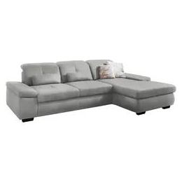 Ecksofa DIE PLANBAR "MP-IN16012 L-Form, Federkern-Polsterung" Sofas Gr. B/H/T: 309cm x 85cm x 195cm, Chenille, Ottomane rechts, Bettfunktion-Sitztiefenverstellung, weiß (silber)