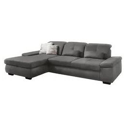 Ecksofa DIE PLANBAR "MP-IN16012 L-Form, Federkern-Polsterung" Sofas Gr. B/H/T: 309cm x 85cm x 195cm, Chenille, Ottomane links, Kopfteilverstellung-Bettfunktion-Sitztiefenverstellung, grau