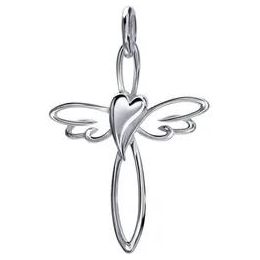 Ketten-Anhänger Firetti "Schmuck Geschenk Silber 925 Halsschmuck Anhänger Engel Kreuz Herz" Schmuckanhänger Gr. Silber 925 (Sterlingsilber), 1 g, silberfarben Damen Made in Germany