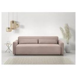 Schlafsofa Inosign "Donka Dauerschläfer-geeignet, belastbar bis 270 kg, incl. Bettlkasten" Sofas Gr. B/T: 232 cm x 108 cm, Cord, mit Armlehnen, rosa (rosé) mit Armlehnen, Breite 232 cm, auch in Cord, Tonnentaschen-Federkern