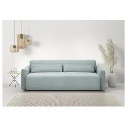 Schlafsofa Inosign "Donka Dauerschläfer-geeignet, belastbar bis 270 kg, incl. Bettlkasten" Sofas Gr. B/T: 232 cm x 108 cm, Cord, mit Armlehnen, blau (hellblau) mit Armlehnen, Breite 232 cm, auch in Cord, Tonnentaschen-Federkern