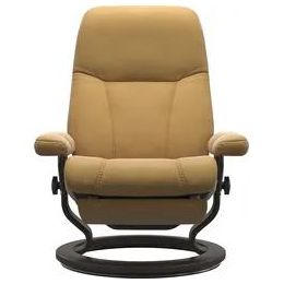 Relaxsessel stressless "Consul" Sessel Gr. Leder PALOMA, PowerTM Leg & Back-mit Akku-Classic Base Wenge-M, Relaxfunktion-Drehfunktion-Integrierte Fußstütze-PlusTMSystem, B/H/T: 76 cm x 100 cm x 74 cm, gelb (honey) elektrisch verstellbar, optional 2-motorisch, Größe M & L