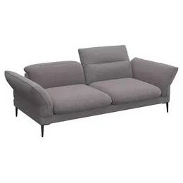 2,5-Sitzer FLEXLUX "Salino, Funktionssofa, Relaxsofa" Sofas Gr. B/H/T: 215cm x 88cm x 105cm, Chenille-Struktur, braun (latte) Sofa mit Arm- und Kopfteil-Verstellungen, Kaltschaum & Stahl-Wellen