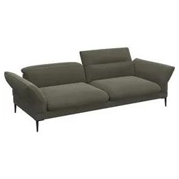 3-Sitzer FLEXLUX "Salino, Funktionssofa, Relaxsofa" Sofas Gr. B/H/T: 248cm x 88cm x 105cm, Struktur, grün (moss green) Sofa mit Arm- und Kopfteil-Verstellungen, Kaltschaum & Stahl-Wellen