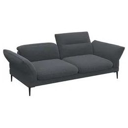 2,5-Sitzer FLEXLUX "Salino, Funktionssofa, Relaxsofa" Sofas Gr. B/H/T: 215cm x 88cm x 105cm, Chenille-Struktur, grau (anthrazit) Sofa mit Arm- und Kopfteil-Verstellungen, Kaltschaum & Stahl-Wellen