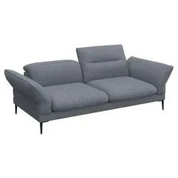 2,5-Sitzer FLEXLUX "Salino, Funktionssofa, Relaxsofa", blau (navy blau), B:215cm H:88cm T:105cm, 62% Polyester, 17% Cotton, 14% Viscose, 7% Linen, Sofas, Sofa mit Arm- und Kopfteil-Verstellungen, Kaltschaum & Stahl-Wellen
