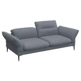 2,5-Sitzer FLEXLUX "Salino, Funktionssofa, Relaxsofa" Sofas Gr. B/H/T: 215cm x 88cm x 105cm, Boucle, blau (navy blau) Sofa mit Arm- und Kopfteil-Verstellungen, Kaltschaum & Stahl-Wellen