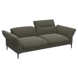 2,5-Sitzer FLEXLUX "Salino, Funktionssofa, Relaxsofa" Sofas Gr. B/H/T: 215cm x 88cm x 105cm, Struktur, grün (moss green) Sofa mit Arm- und Kopfteil-Verstellungen, Kaltschaum & Stahl-Wellen