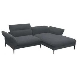 Ecksofa FLEXLUX "Salino, Funktionssofa mit Recamiere, Relaxsofa, Ecksofa" Sofas Gr. B/H/T: 245cm x 88cm x 182cm, Chenille-Struktur, Chaiselongue rechts, grau (anthrazit) Sofa mit Arm- und Kopfteil-Verstellungen, Kaltschaum & Stahl-Wellen