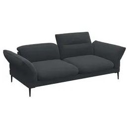 2,5-Sitzer FLEXLUX "Salino, Funktionssofa, Relaxsofa" Sofas Gr. B/H/T: 215cm x 88cm x 105cm, Lederoptik, grau (shark grey) Sofa mit Arm- und Kopfteil-Verstellungen, Kaltschaum & Stahl-Wellen