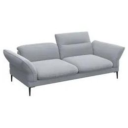 2,5-Sitzer FLEXLUX "Salino, Funktionssofa, Relaxsofa" Sofas Gr. B/H/T: 215cm x 88cm x 105cm, Struktur, grau (stone grey) Sofa mit Arm- und Kopfteil-Verstellungen, Kaltschaum & Stahl-Wellen