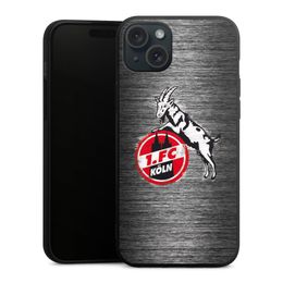 DeinDesign iPhone 15 Plus Handy Premium Silikon H&uuml;lle Handyh&uuml;lle schwarz Case Official Licensed Product Metallic Look 1. Fc K&ouml;ln Silikon Premium Case