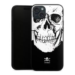 DeinDesign iPhone 15 Plus Handy Premium Silikon H&uuml;lle Handyh&uuml;lle schwarz Case Totenkopf Fc St. Pauli Official Licensed Product Silikon Premium Case