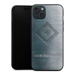 DeinDesign iPhone 15 Plus Handy Premium Silikon H&uuml;lle Handyh&uuml;lle schwarz Case Metallic Look Hsv Hamburger Sv Silikon Premium Case