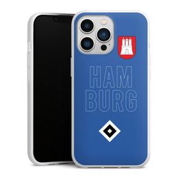 DeinDesign iPhone 13 Pro Handy Silikon H&uuml;lle Case wei&szlig; Handyh&uuml;lle Official Licensed Product Hamburg Hamburger Sv Silikon Case