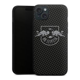 DeinDesign iPhone 15 Plus Handy Premium Silikon H&uuml;lle Handyh&uuml;lle schwarz Case Rb Leipzig Carbon Metallic Look Silikon Premium Case