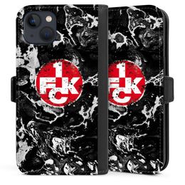 DeinDesign iPhone 13 Handy Klapph&uuml;lle Handyh&uuml;lle aus Kunst Leder schwarz Flip Case Coat Of Arms 1. Fc Kaiserslautern Muster Sideflip mit Lasche