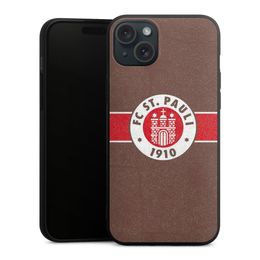 DeinDesign iPhone 15 Plus Handy Premium Silikon H&uuml;lle Handyh&uuml;lle schwarz Case Fc St. Pauli Logo Official Licensed Product Silikon Premium Case