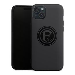 DeinDesign iPhone 15 Plus Handy Premium Silikon H&uuml;lle Handyh&uuml;lle schwarz Case F95 Fortuna D&uuml;sseldorf Logo Silikon Premium Case