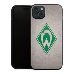 DeinDesign iPhone 15 Plus Handy Premium Silikon H&uuml;lle Handyh&uuml;lle schwarz Case Concrete Official Licensed Product Sv Werder Bremen Silikon Premium Case