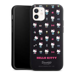 DeinDesign iPhone 12 mini Handy Premium Silikon H&uuml;lle Handyh&uuml;lle schwarz Case Kindheit Merchandise Hello Kitty Silikon Premium Case