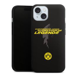DeinDesign iPhone 15 Handy Premium Silikon H&uuml;lle Handyh&uuml;lle schwarz Case Borussia Dortmund Bvb Marco Reus Silikon Premium Case