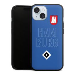 DeinDesign iPhone 15 Handy Premium Silikon H&uuml;lle Handyh&uuml;lle schwarz Case Official Licensed Product Hamburg Hamburger Sv Silikon Premium Case