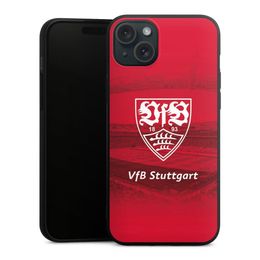 DeinDesign iPhone 15 Plus Handy Premium Silikon H&uuml;lle Handyh&uuml;lle schwarz Case Stadium Official Licensed Product Vfb Stuttgart Silikon Premium Case