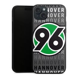 DeinDesign iPhone 15 Plus Handy Premium Silikon H&uuml;lle Handyh&uuml;lle schwarz Case H96 Hannover 96 Official Licensed Product Silikon Premium Case