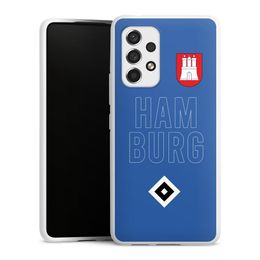 DeinDesign Galaxy A53 5G Handy Silikon H&uuml;lle Case wei&szlig; Handyh&uuml;lle Hamburger Sv Hamburg Official Licensed Product Silikon Case