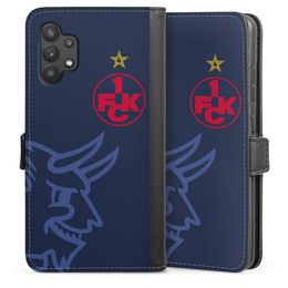 DeinDesign Galaxy A32 4G Handy Klapph&uuml;lle Handyh&uuml;lle aus Kunst Leder schwarz Flip Case Logo 1. Fc Kaiserslautern 1. Fck Sideflip mit Lasche