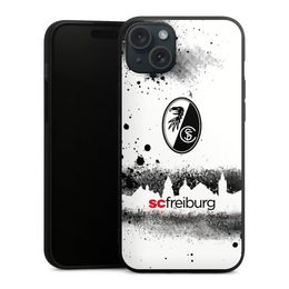 DeinDesign iPhone 15 Plus Handy Premium Silikon H&uuml;lle Handyh&uuml;lle schwarz Case Skyline Sc Freiburg Logo Silikon Premium Case