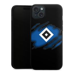 DeinDesign iPhone 15 Plus Handy Premium Silikon H&uuml;lle Handyh&uuml;lle schwarz Case Official Licensed Product Hsv Hamburger Sv Silikon Premium Case