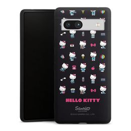 DeinDesign Google Pixel 7a Handy Premium Silikon H&uuml;lle Handyh&uuml;lle schwarz Case Hello Kitty Kindheit Merchandise Silikon Premium Case