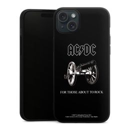 DeinDesign iPhone 15 Plus Handy Premium Silikon H&uuml;lle Handyh&uuml;lle schwarz Case Music Acdc Merchandise Silikon Premium Case