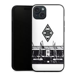 DeinDesign iPhone 15 Plus Handy Premium Silikon H&uuml;lle Handyh&uuml;lle schwarz Case Stadium Die Fohlen Borussia M&ouml;nchengladbach Silikon Premium Case