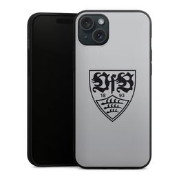 DeinDesign iPhone 15 Plus Handy Premium Silikon H&uuml;lle Handyh&uuml;lle schwarz Case Logo Official Licensed Product Vfb Stuttgart Silikon Premium Case