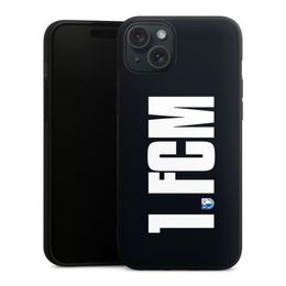 DeinDesign iPhone 15 Plus Handy Premium Silikon H&uuml;lle Handyh&uuml;lle schwarz Case 1. Fcm 1. Fc Magdeburg Official Licensed Product Silikon Premium Case
