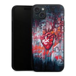 DeinDesign iPhone 15 Plus Handy Premium Silikon H&uuml;lle Handyh&uuml;lle schwarz Case 1. Fck 1. Fc Kaiserslautern Heart Silikon Premium Case
